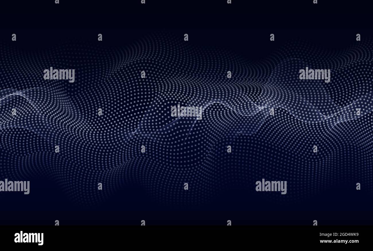 Array of glowing dots in the form of a wave. Abstract wave design ...