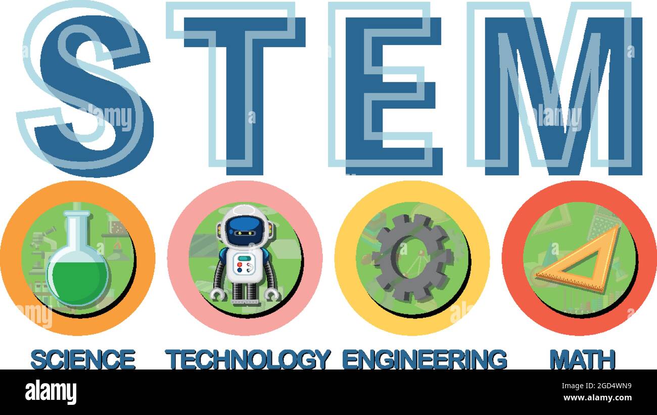 Colourful STEM education text icon illustration Stock Vector Image ...