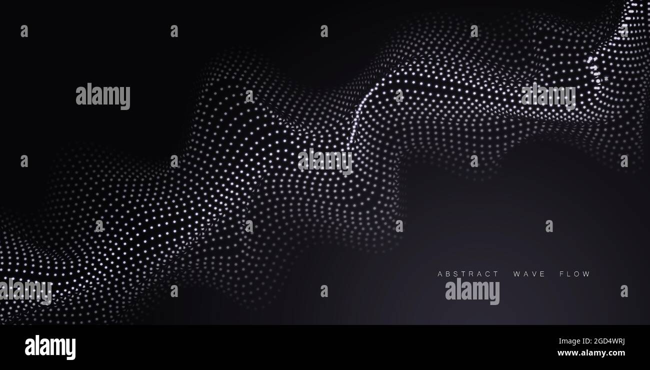Abstract white dots Floating wave particles Big data stream Stock ...