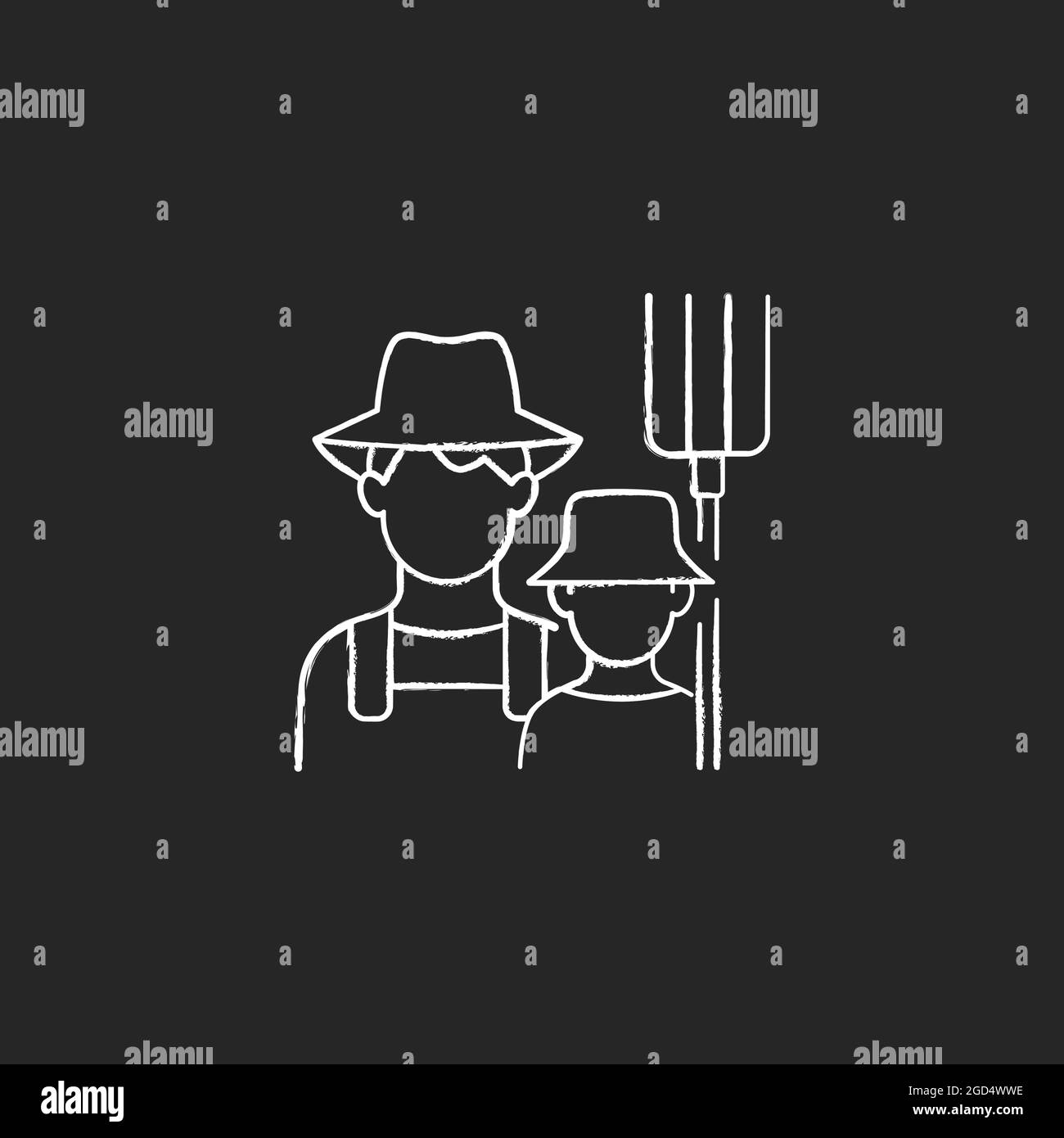 Subsistence farming chalk white icon on dark background Stock Vector ...