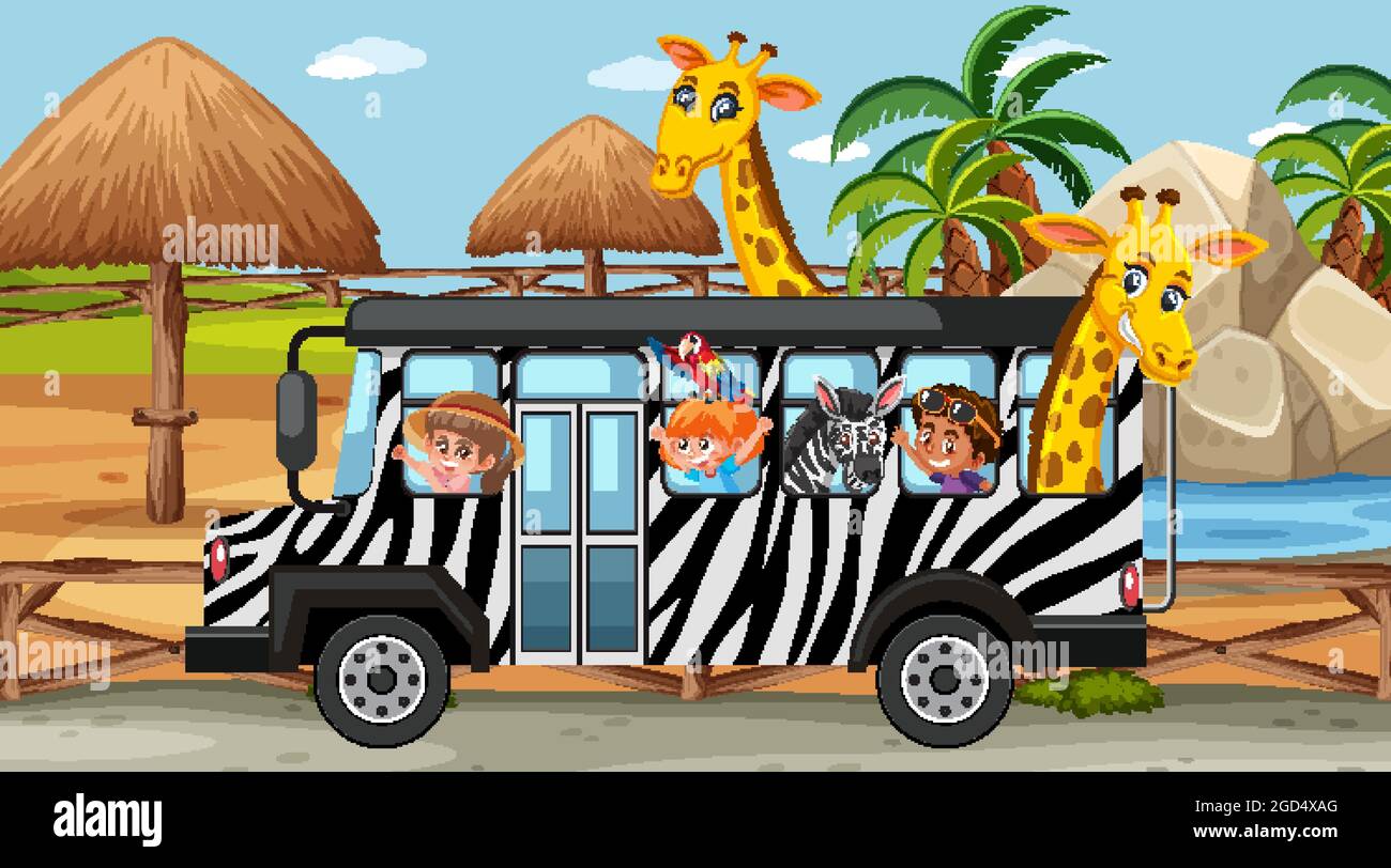 Safari bus animals Stock Vector Images - Alamy