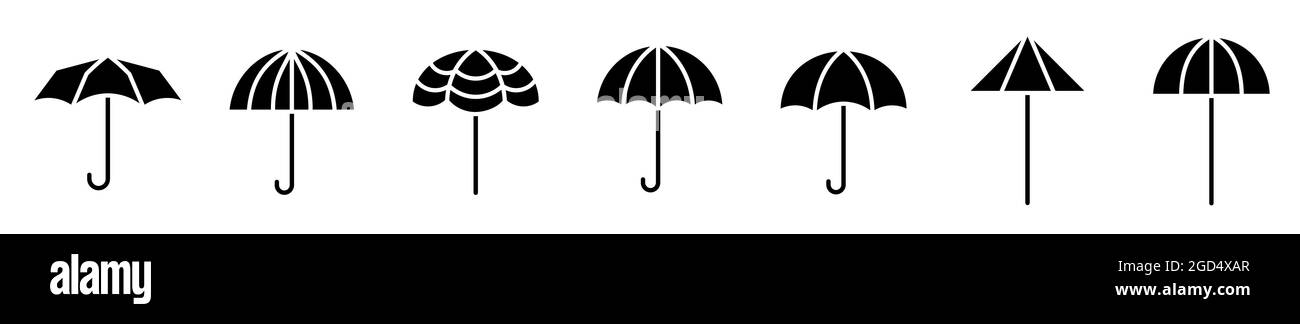 Umbrella icons. Set of umbrella icons. Vector illustration. Black icons ...