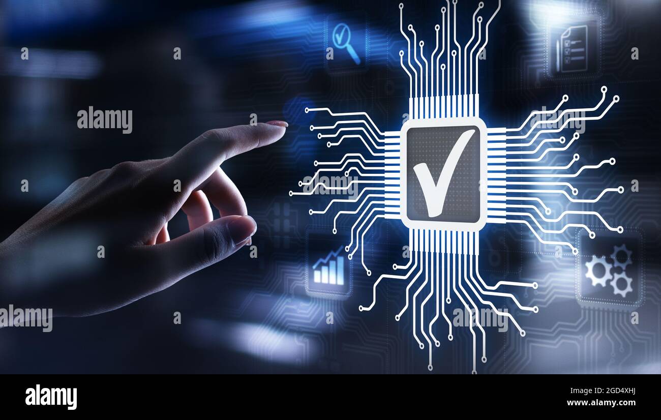 Quality control assurance standards business technology concept Stock ...