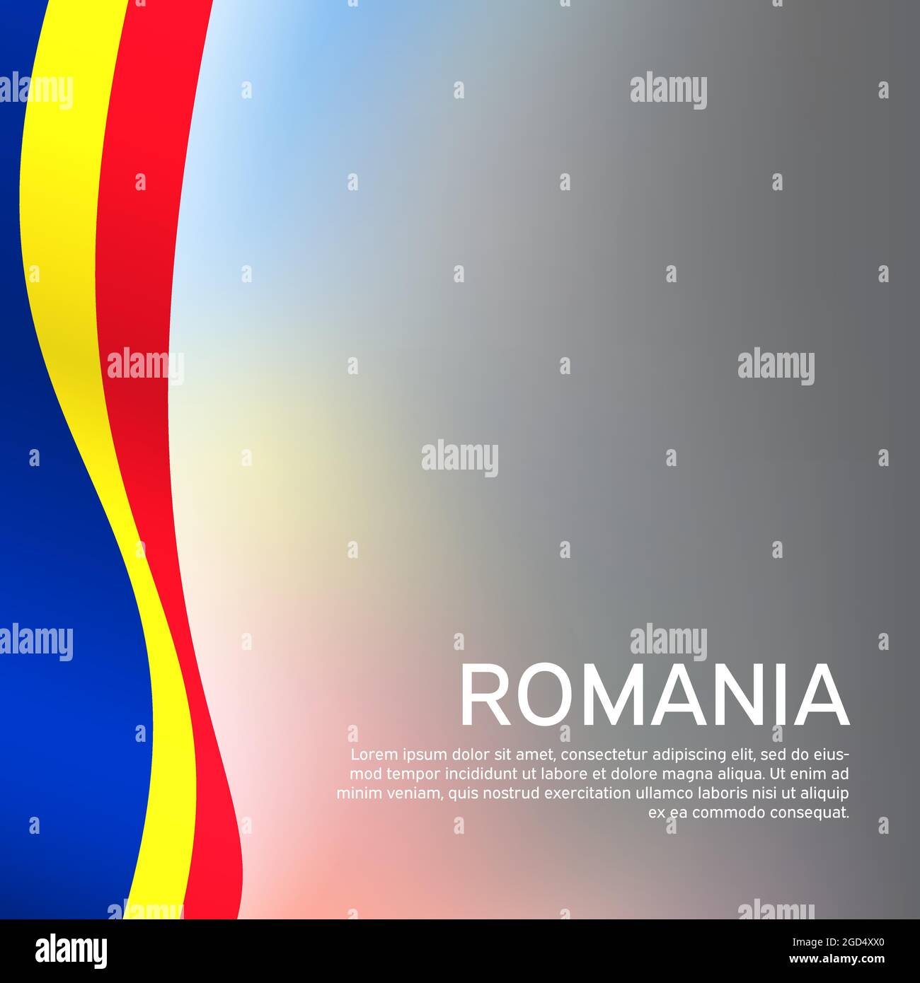 Abstract waving romania flag. Creative background for patriotic ...