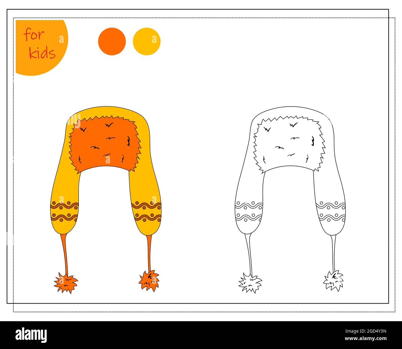 coloring book for children by colors, winter hat, vector isolated on a ...