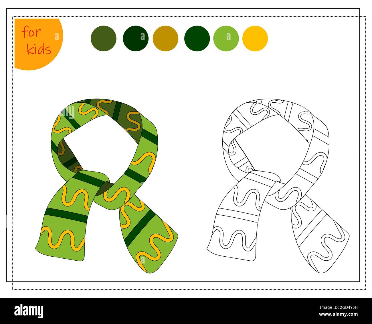 coloring book for children by colors, winter scarf, vector isolated on ...