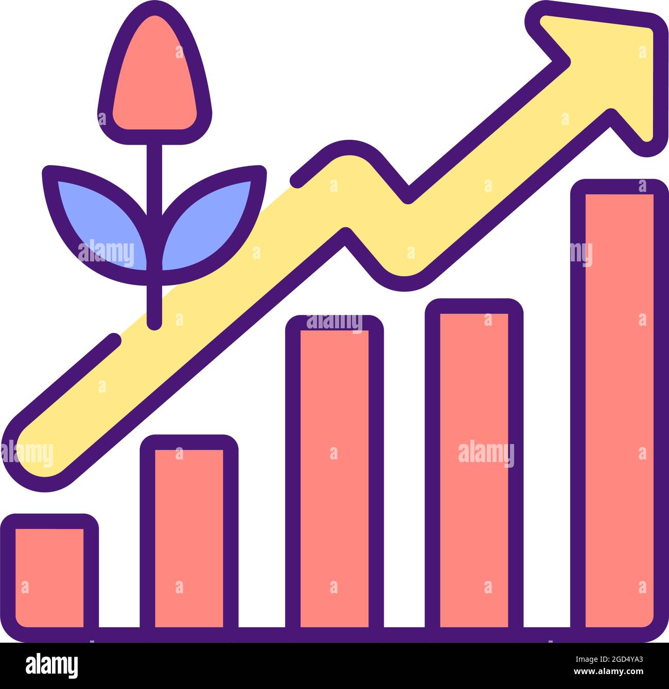 Plants growth level increase RGB color icon Stock Vector Image & Art ...