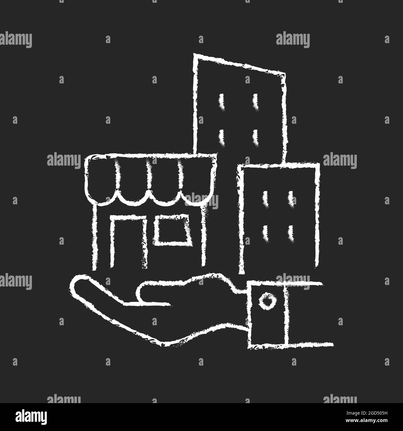 Building ownership chalk white icon on dark background Stock Vector ...