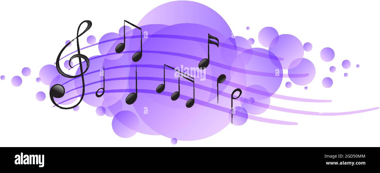 Musical melody symbols on purple splotch illustration Stock Vector ...