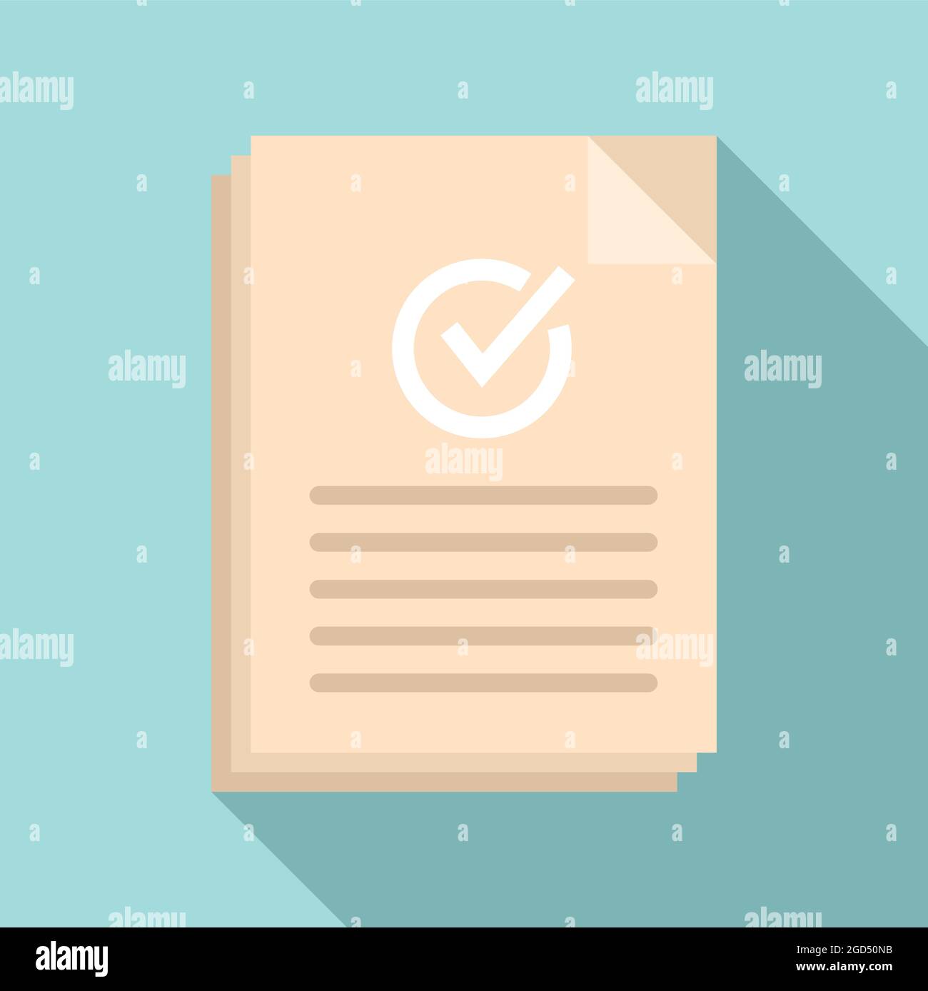 Approved document icon flat vector. Certificate mark. Complete ...