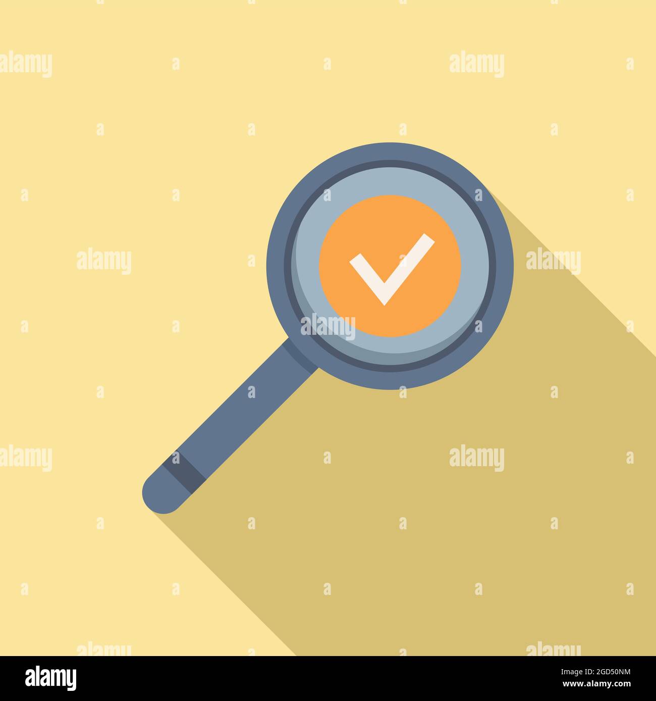 Quality magnifier icon flat vector. Glass control. Document check Stock ...