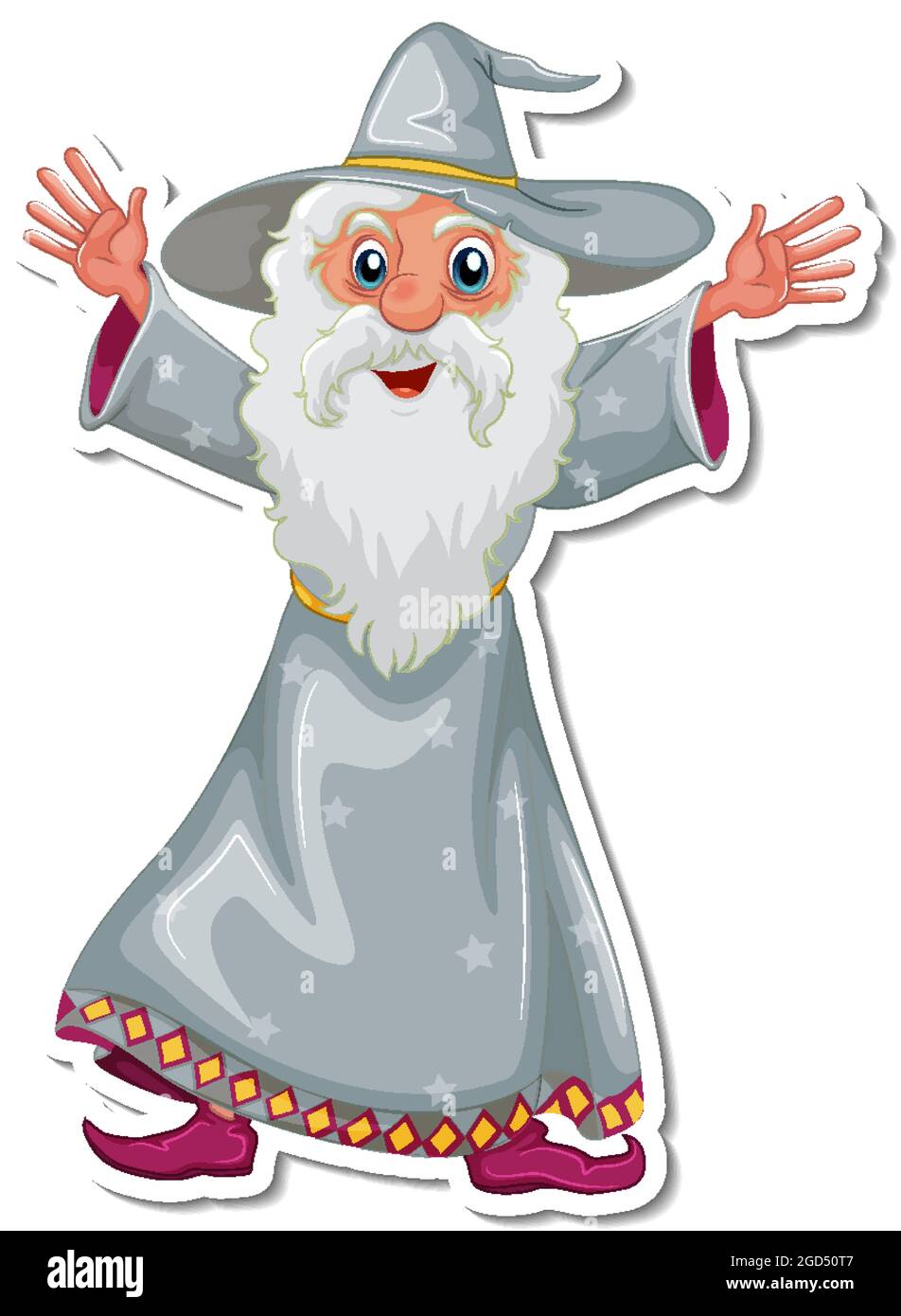 An old wizard cartoon character sticker illustration Stock Vector Image ...