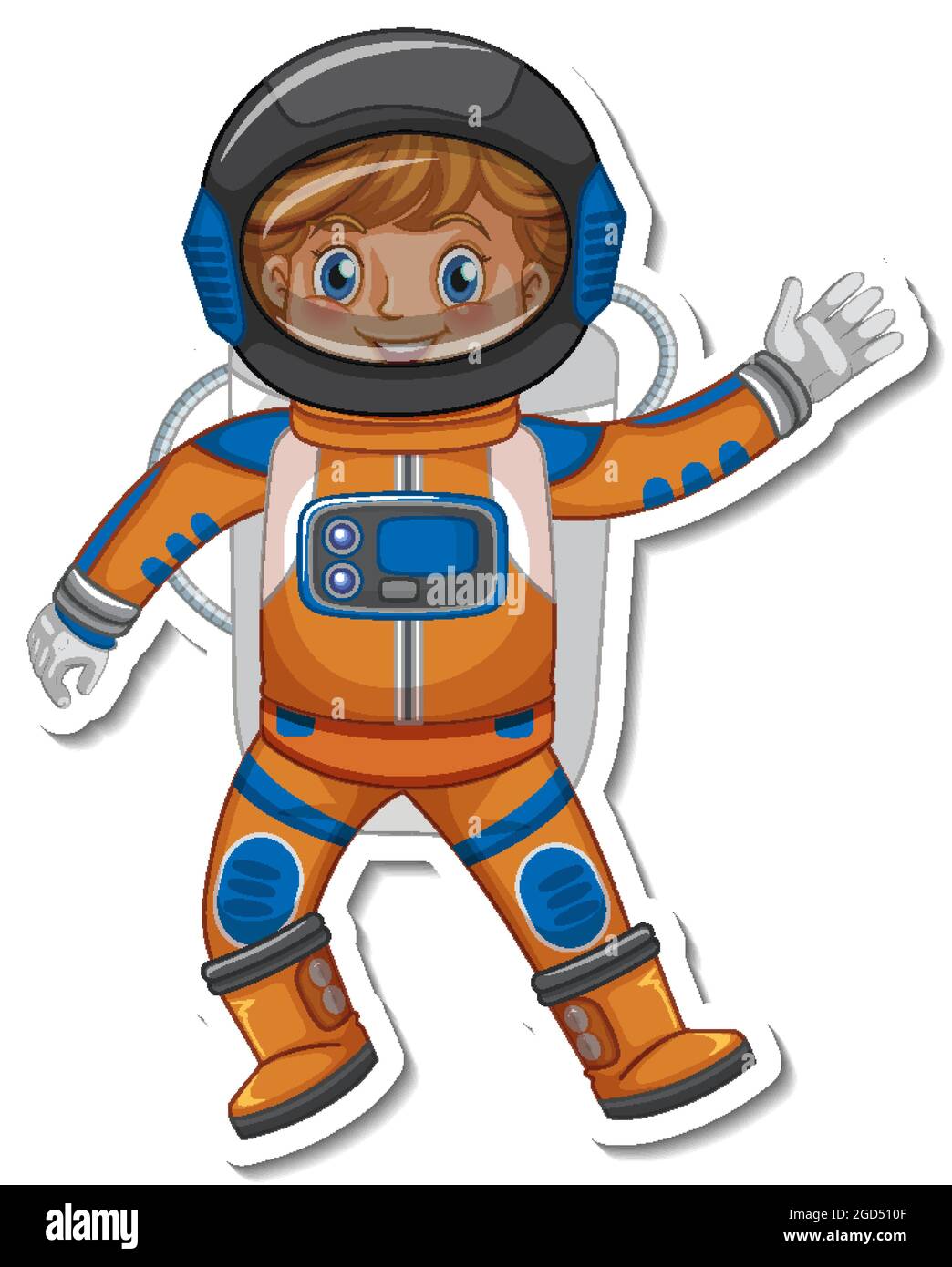 Astronaut or spaceman cartoon character in sticker style illustration ...