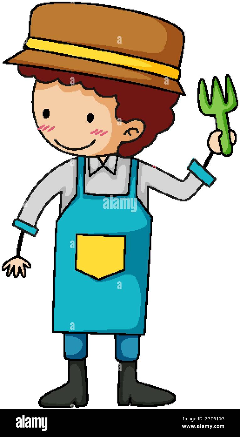 Little gardener doodle cartoon character illustration Stock Vector ...