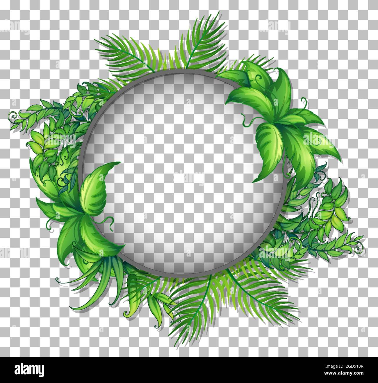 Transparent round frame with tropical leaves template illustration ...
