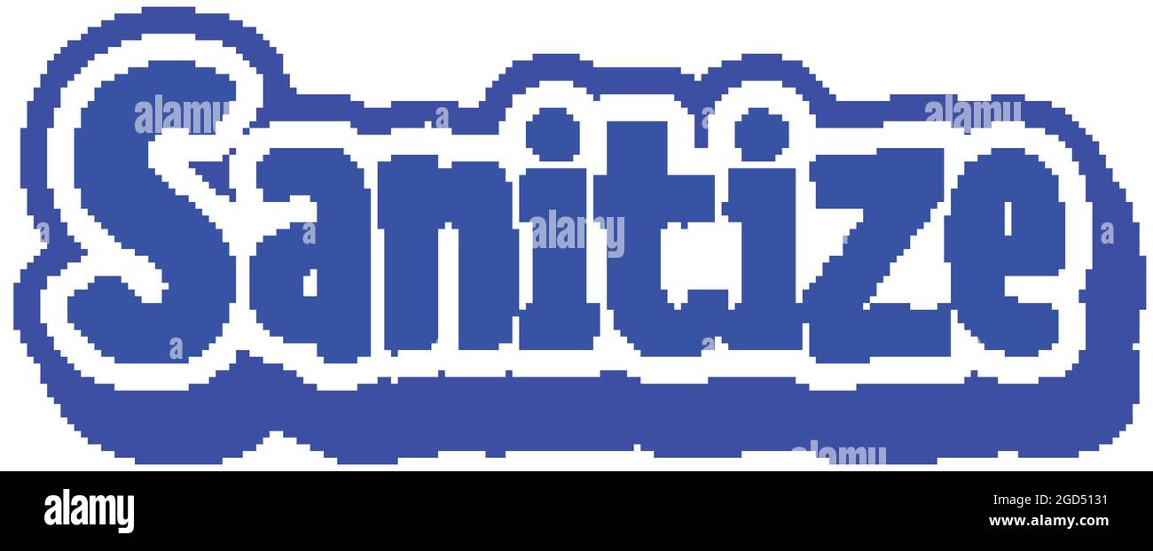 Sanitize font in cartoon style isolated on white background ...