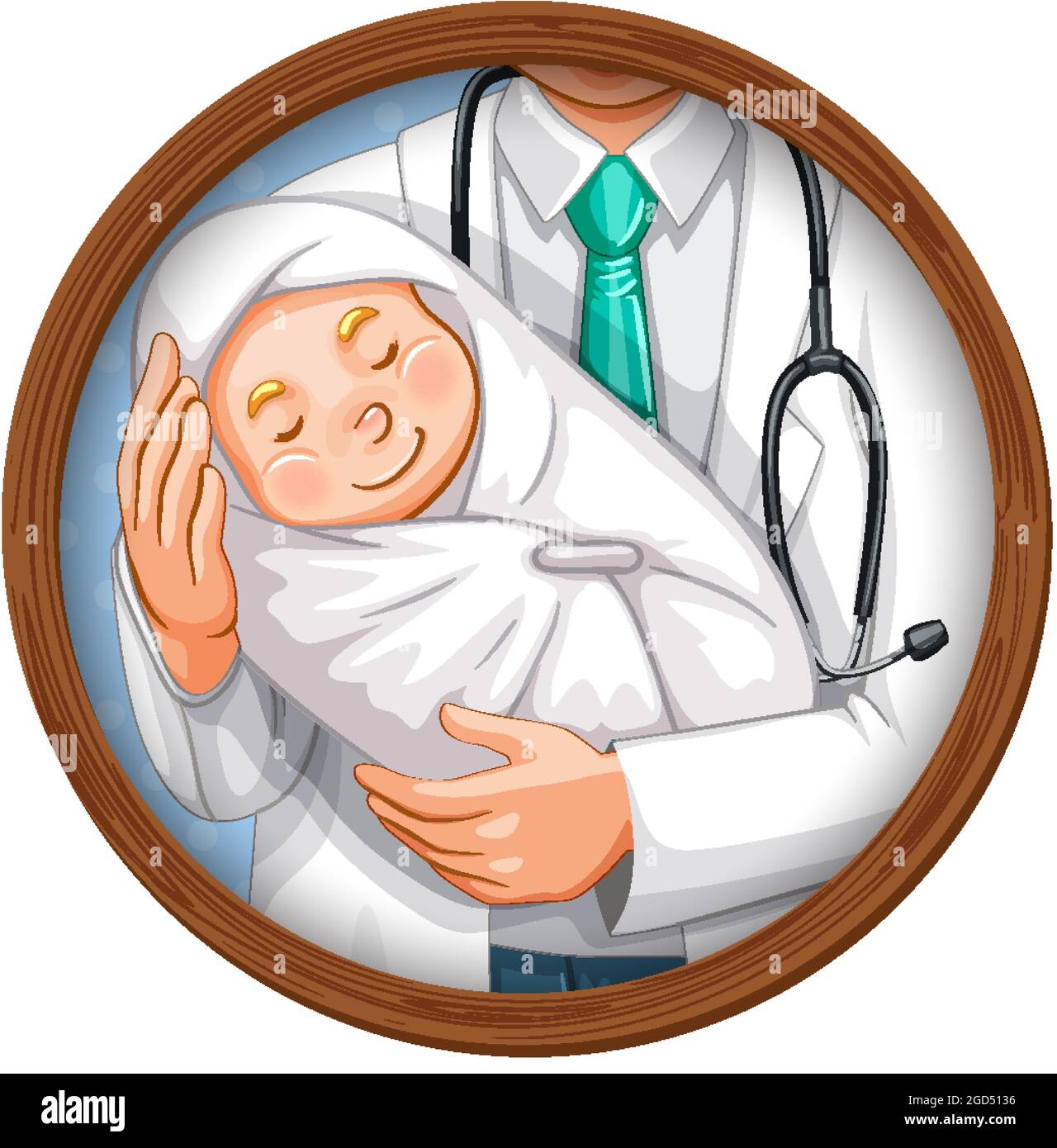 Happy baby holding by doctor photo illustration Stock Vector Image ...