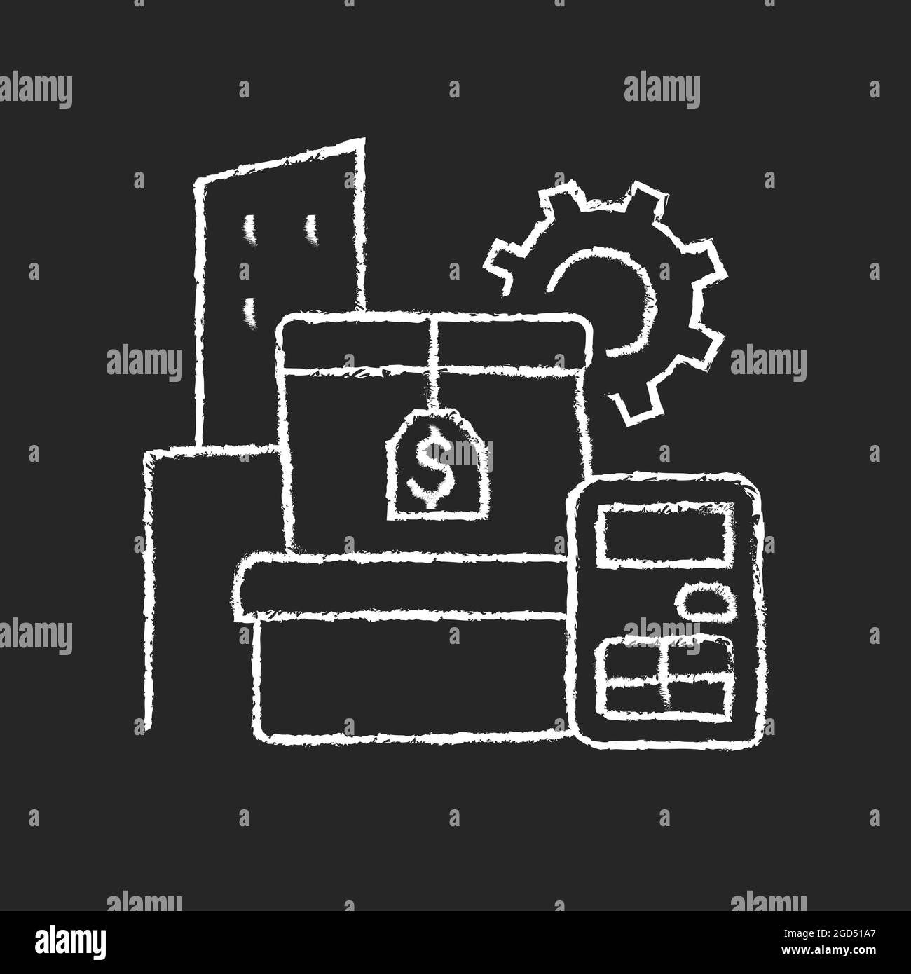 Assets management chalk white icon on dark background Stock Vector ...