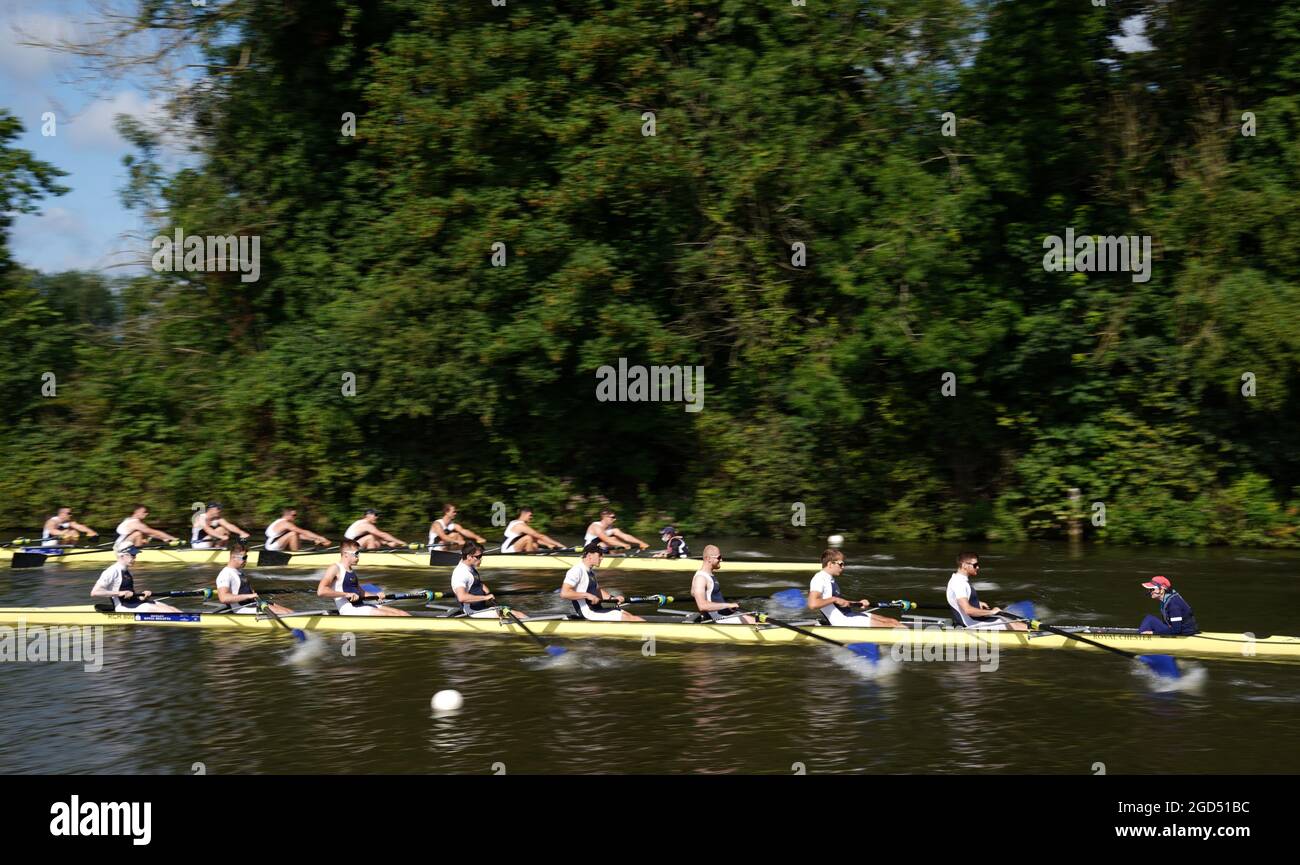 Two rowing crews compete on the opening day of the 2021 Henley Royal ...