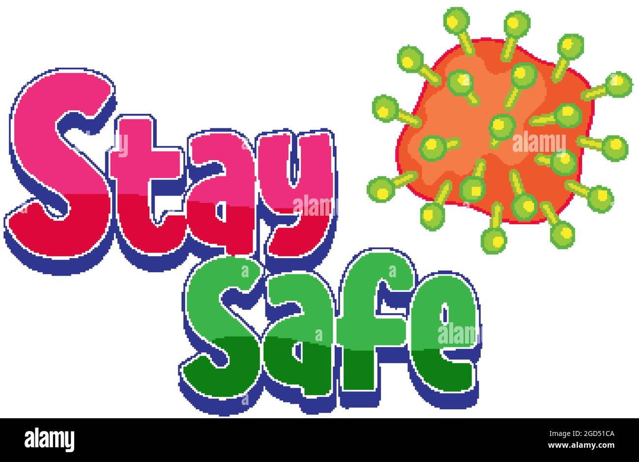 Stay Safe logo with coronavirus icon isolated on white background ...