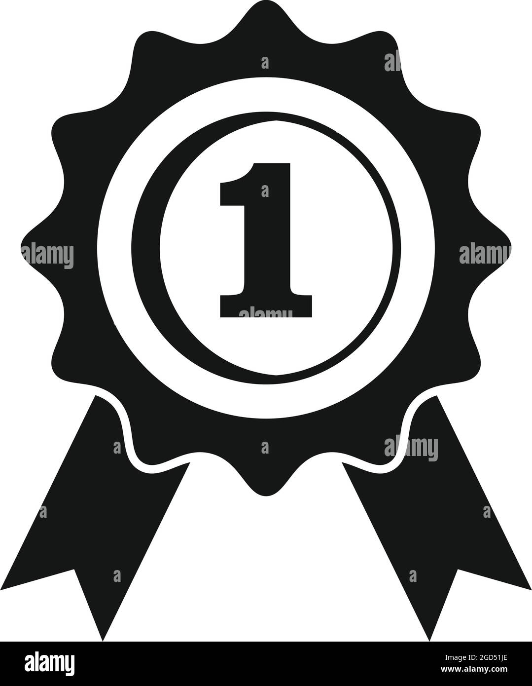 First place emblem icon simple vector. Ribbon medal. Winner prize Stock ...