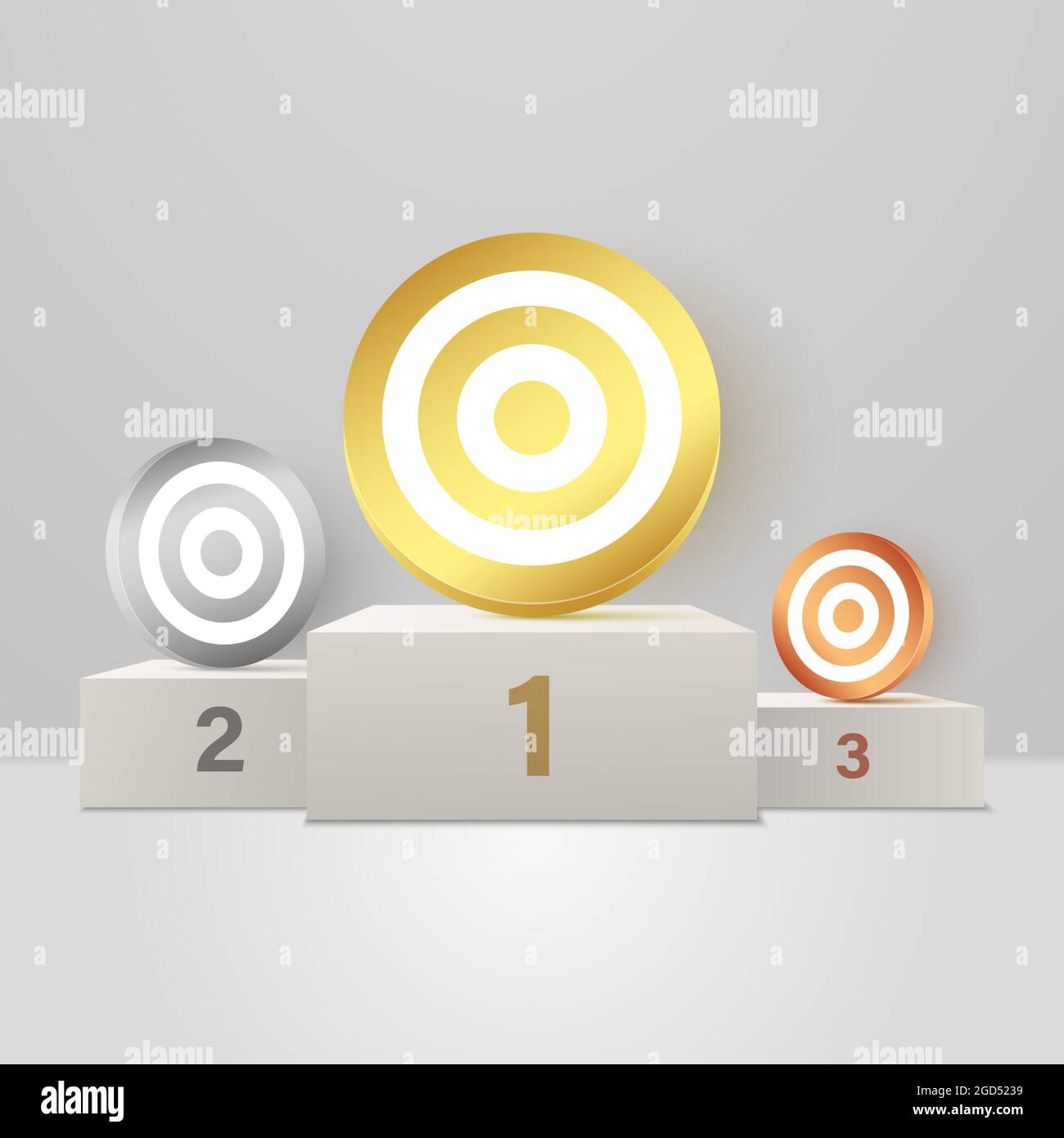 Objectives of varying difficulty on a prize podium of different heights ...