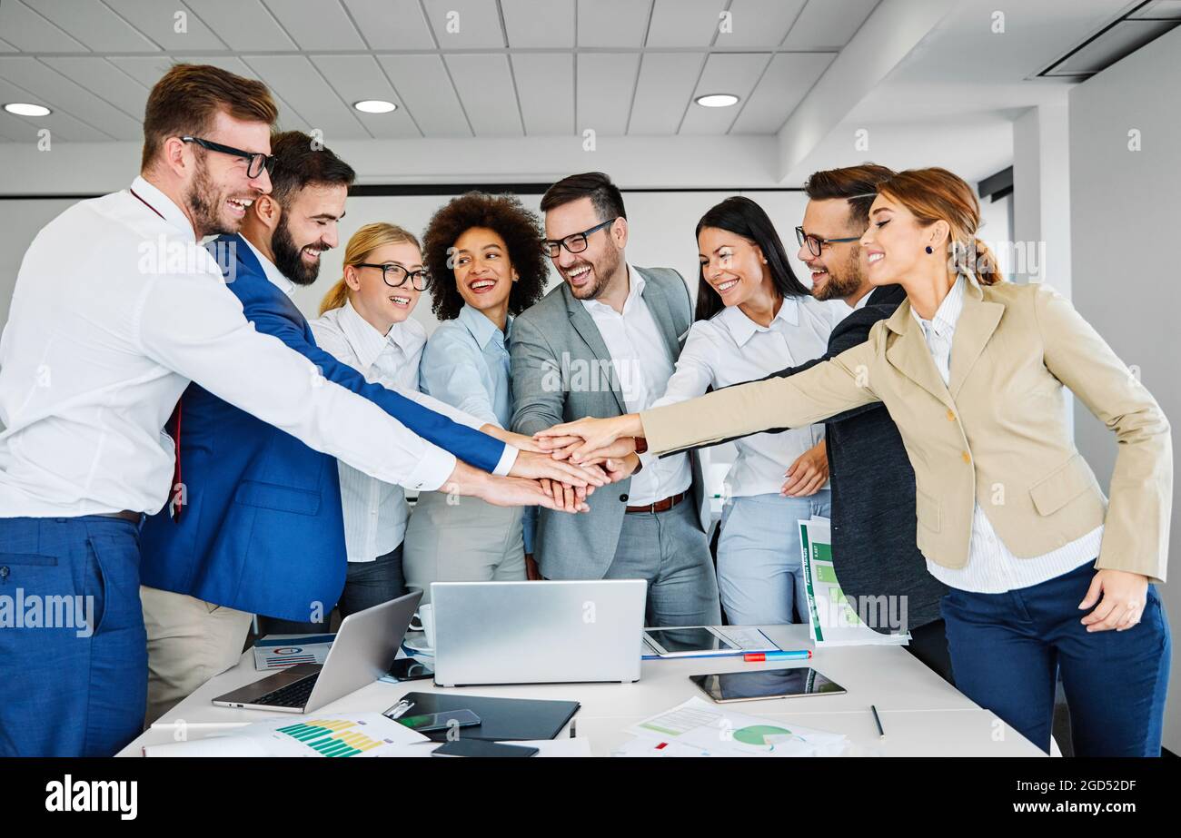 business people office unity teamwork partnership success Stock Photo ...
