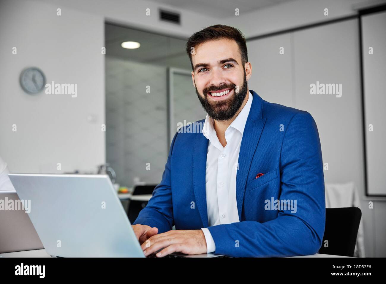 businesman office desk laptop computer business corporate Stock Photo ...