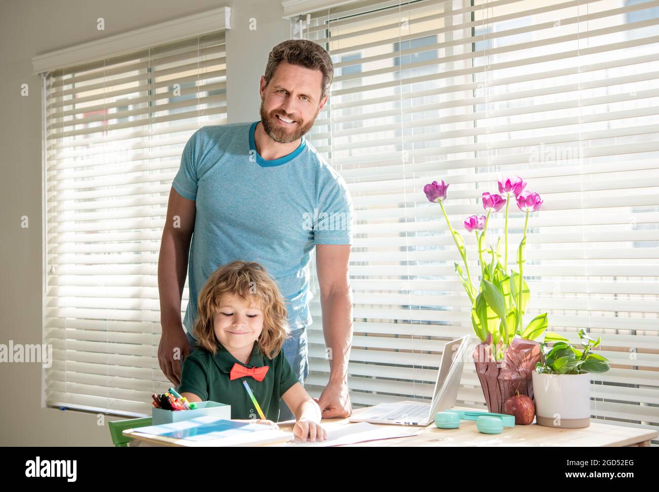 private writing lesson. education concept. homeschooling and self ...