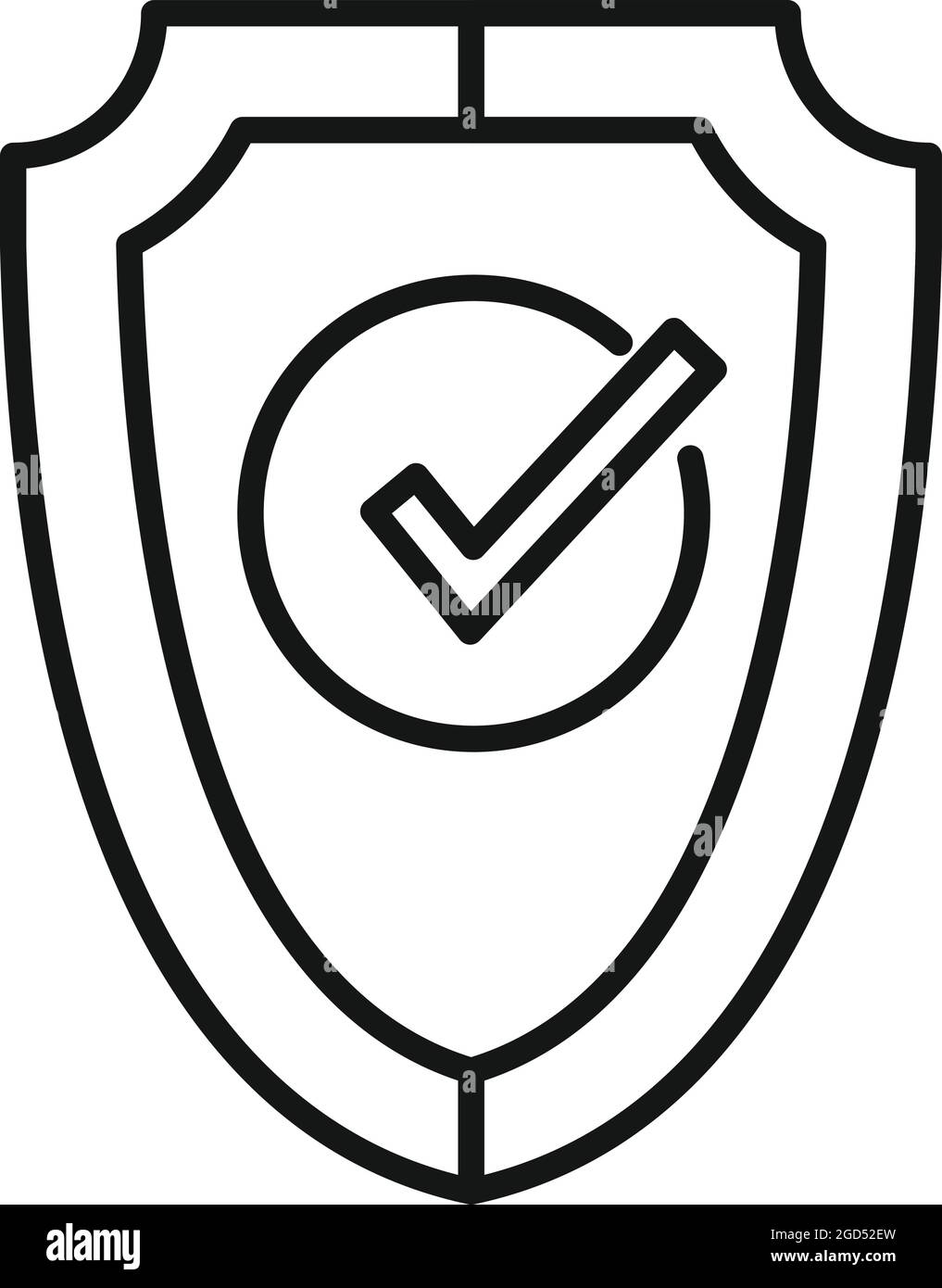 Quality shield icon outline vector. Check guarantee. Mark safe Stock ...