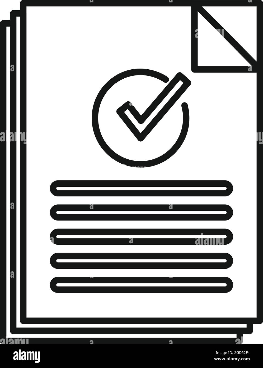Approved document icon outline vector. Certificate mark. Complete ...