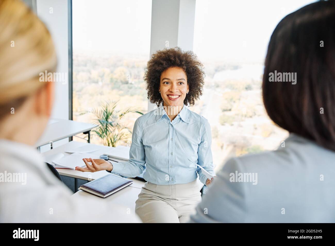 young girl businesswoman office business colleague corporate Stock ...