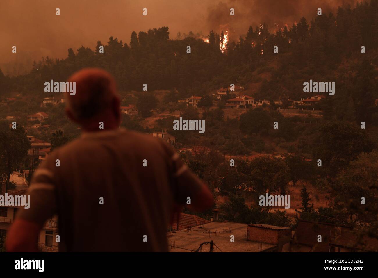 Greece - Euboa island, fire in Gouves in the north of the Greek island ...
