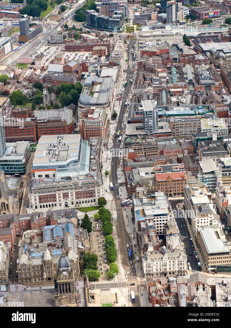 An aerial view of Leeds City Centre, West Yorkshire, northern England ...