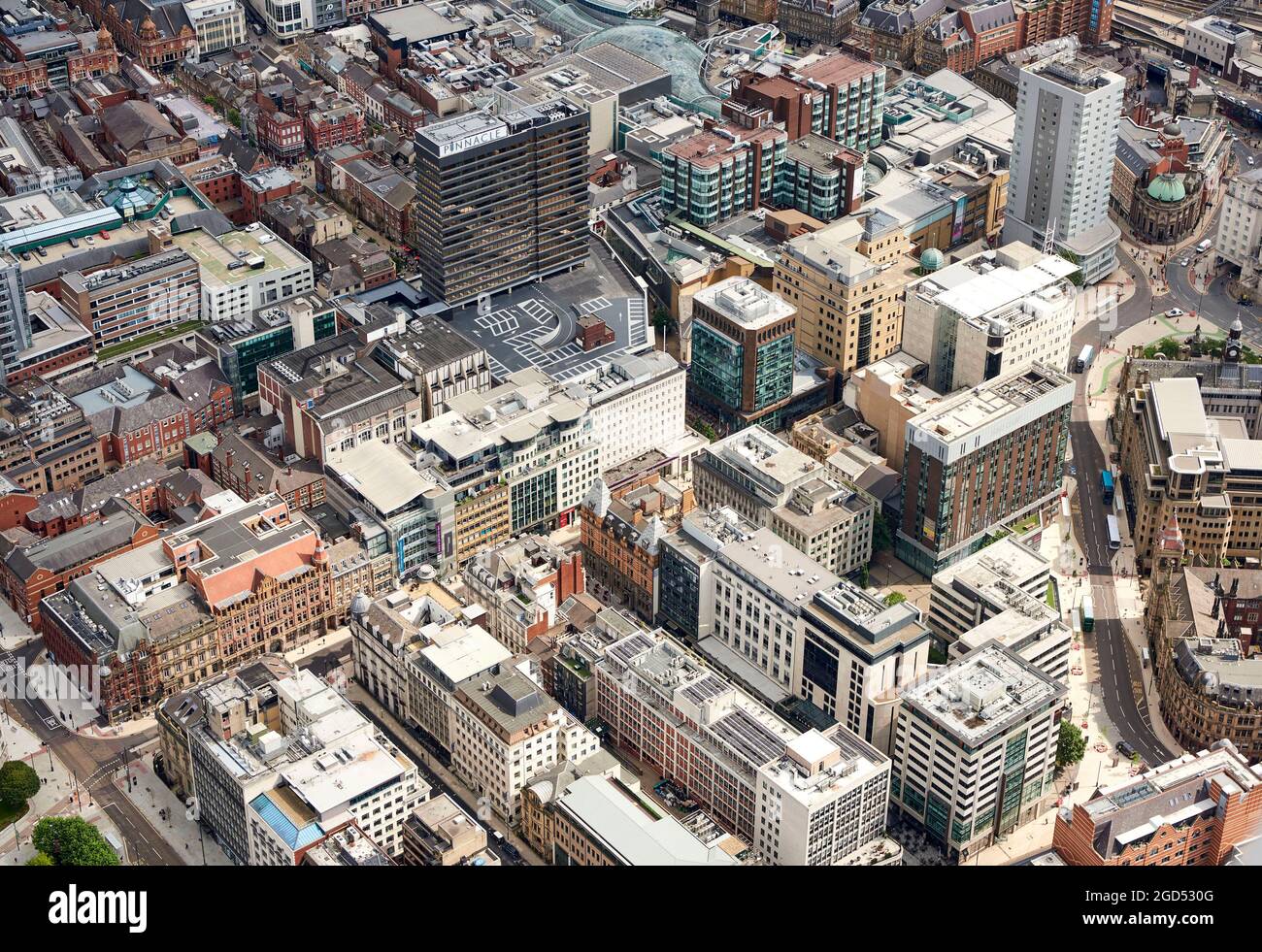 An aerial view of Leeds City Centre business district, West Yorkshire ...