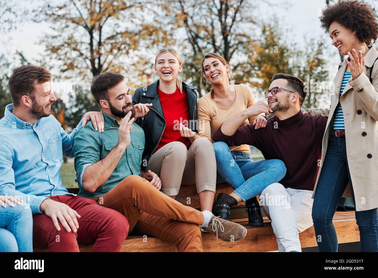 young people having fun happy group friendship student lifestyle Stock ...