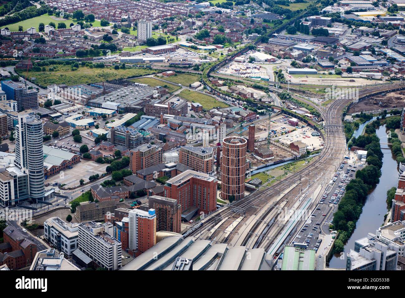 An aerial view of Holbeck area, Leeds City Centre, West Yorkshire ...