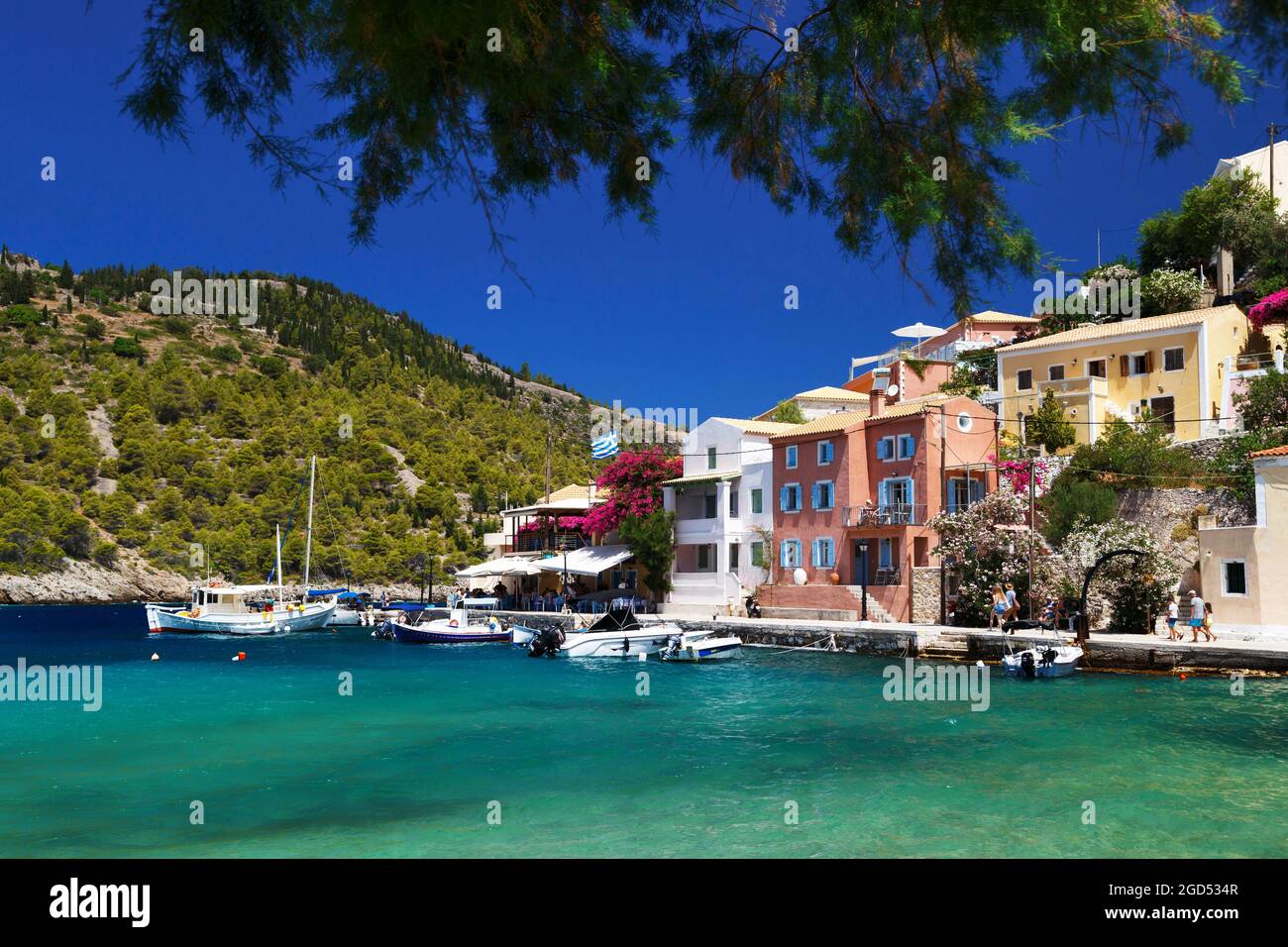 Asos, Cephalonia island, Greece - July, 11 2019: A view at sea-front ...