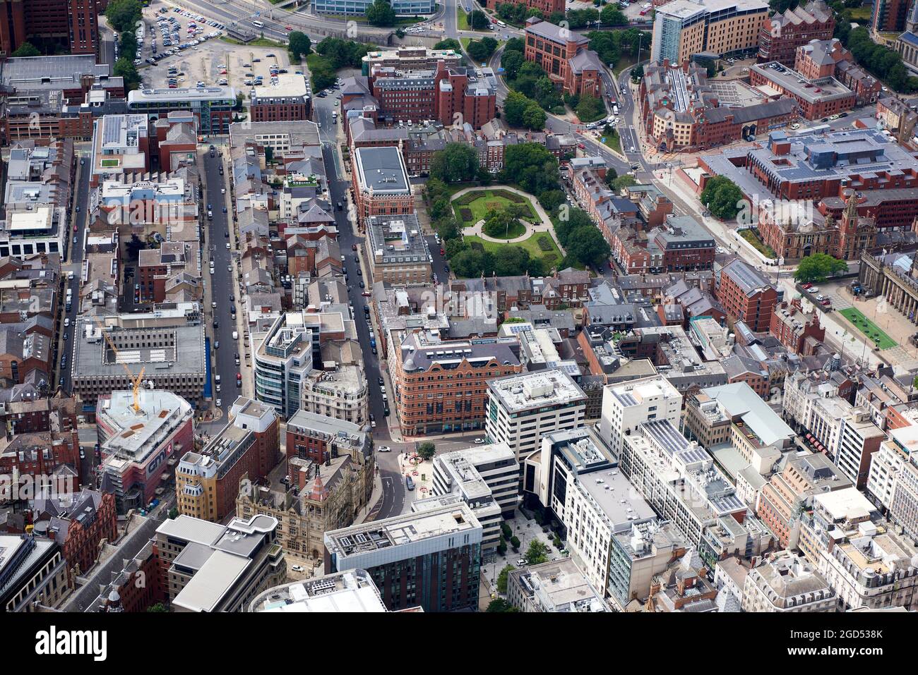 An aerial view of Leeds City Centre business district, West Yorkshire ...