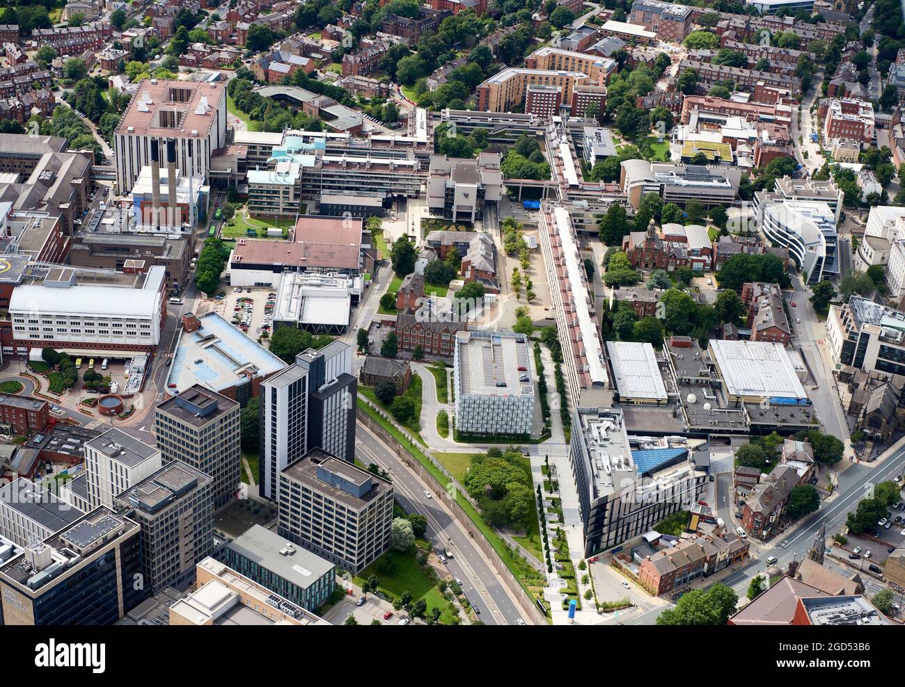 An aerial view of Leeds University, West Yorkshire, northern England ...