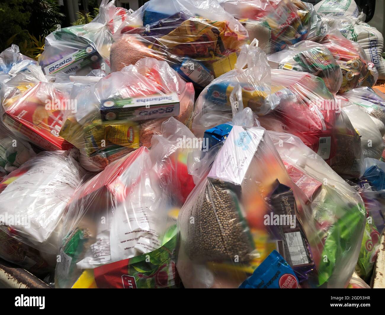 dry ration packs for the poor people, closely packed dry rations for ...