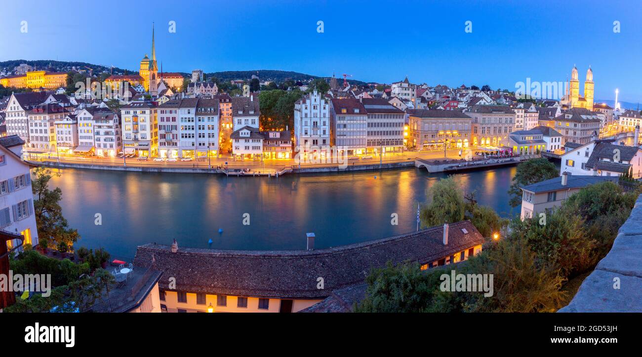 Zurich night aerial view hi-res stock photography and images - Alamy