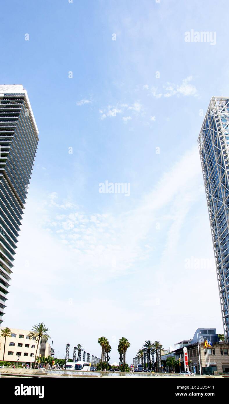 Modern buildings in the Olympic Village of Barcelona, Catalunya, Spain ...