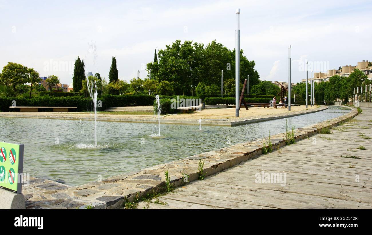 Panoramic of the gardens of Carles I in Barcelona, Catalunya, Spain ...