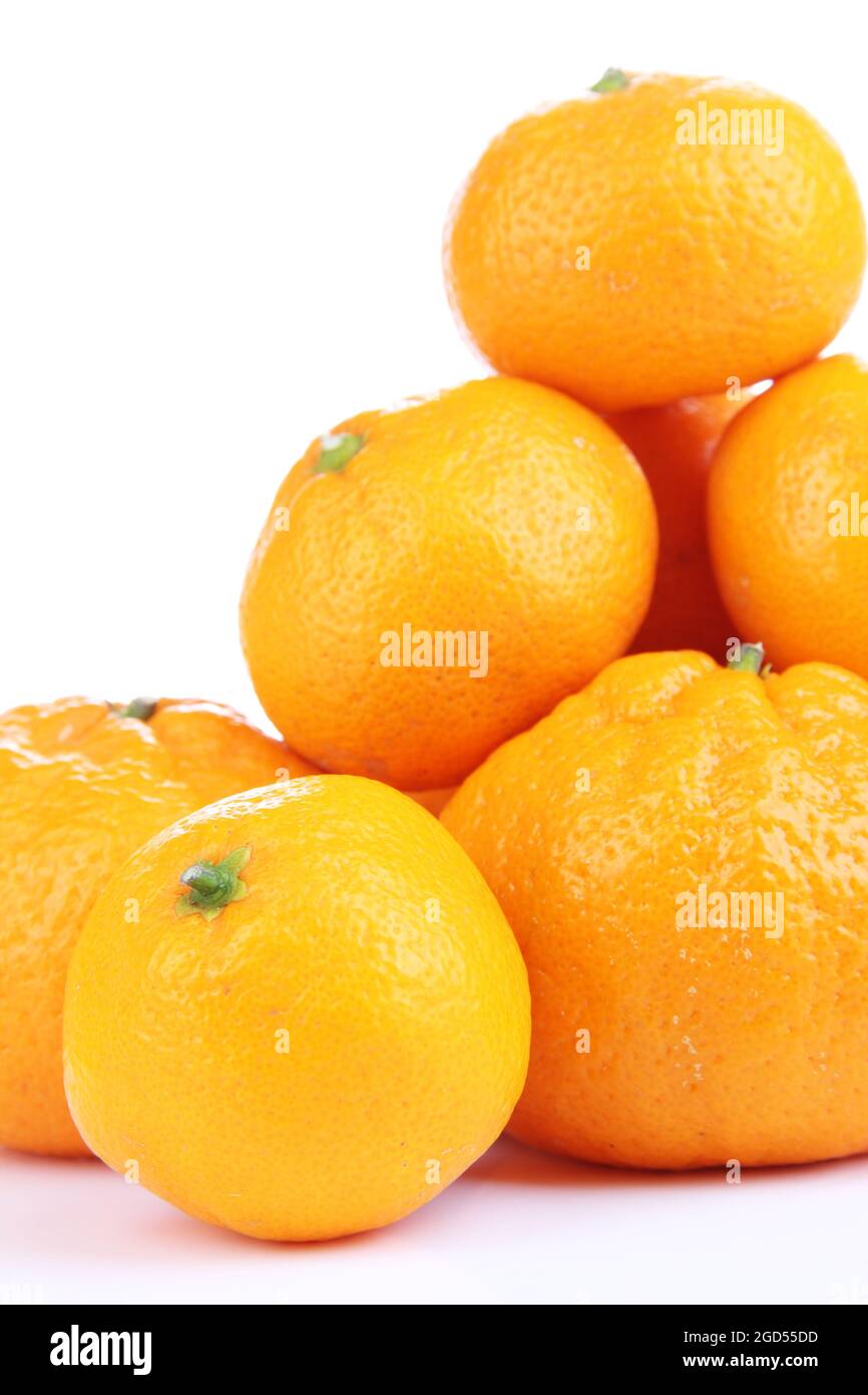Ripe sweet tangerines, isolated on white Stock Photo - Alamy