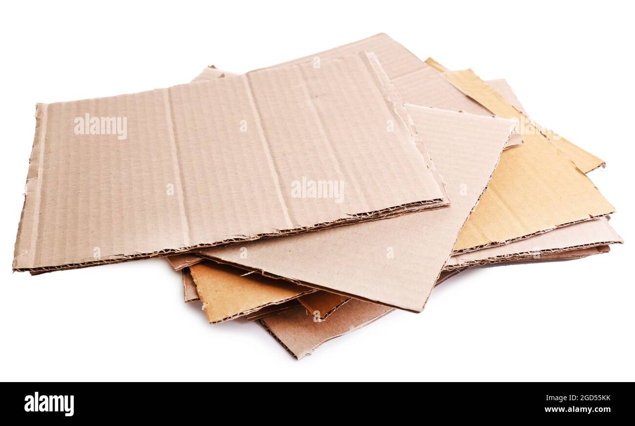 Stack of cardboard for recycling isolated on white Stock Photo - Alamy