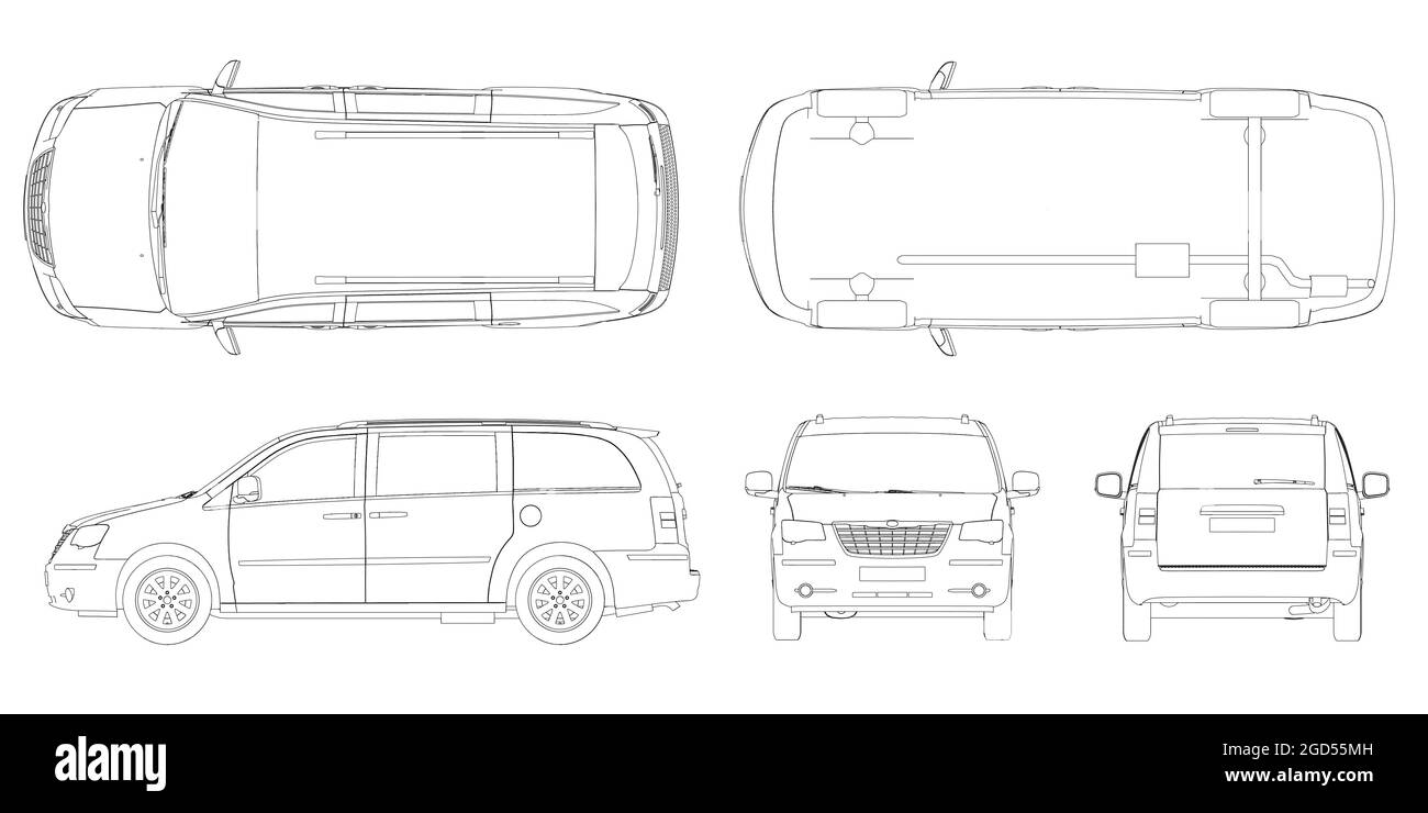 Set with car contours from black lines Isolated on white background ...