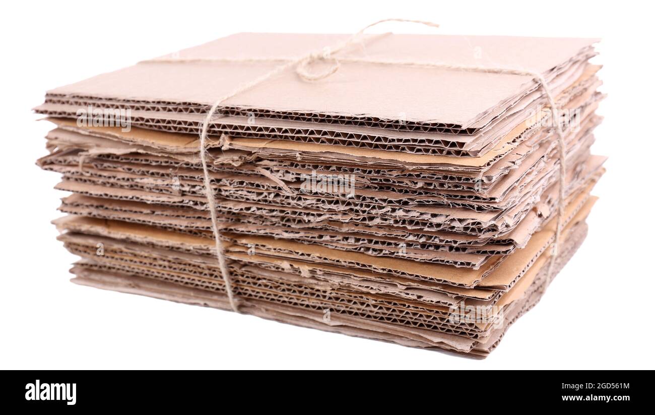 Stack of cardboard for recycling isolated on white Stock Photo - Alamy