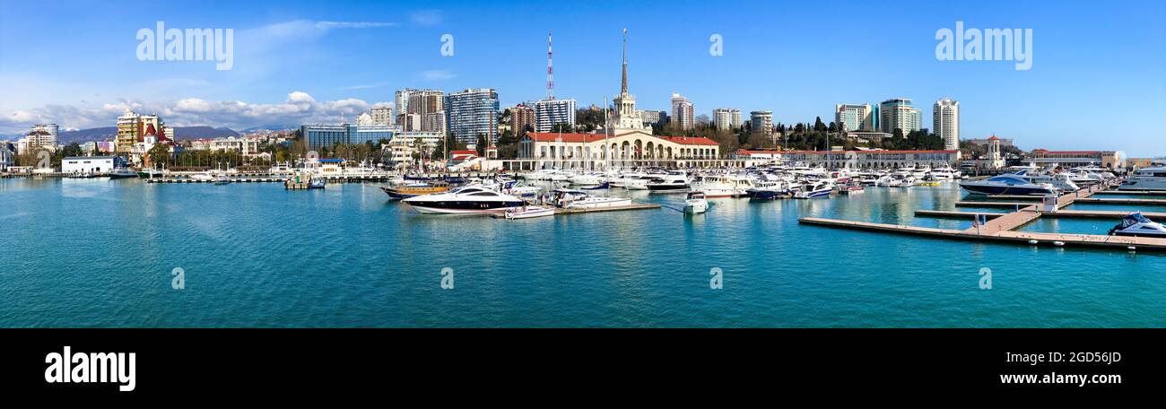 Panoramic view of the sea port of Sochi Stock Photo - Alamy