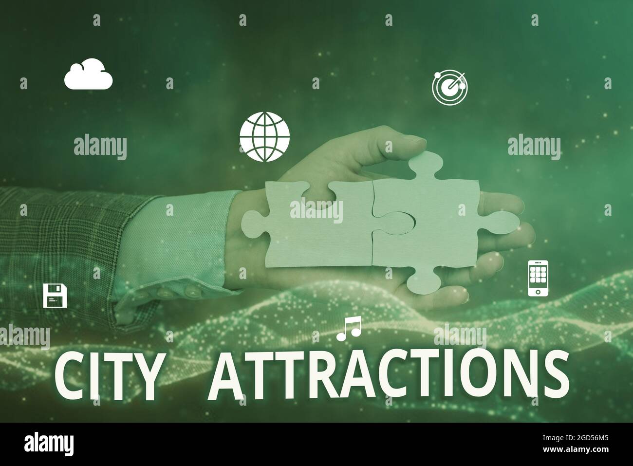 Text sign showing City Attractions. Word Written on place that showing ...